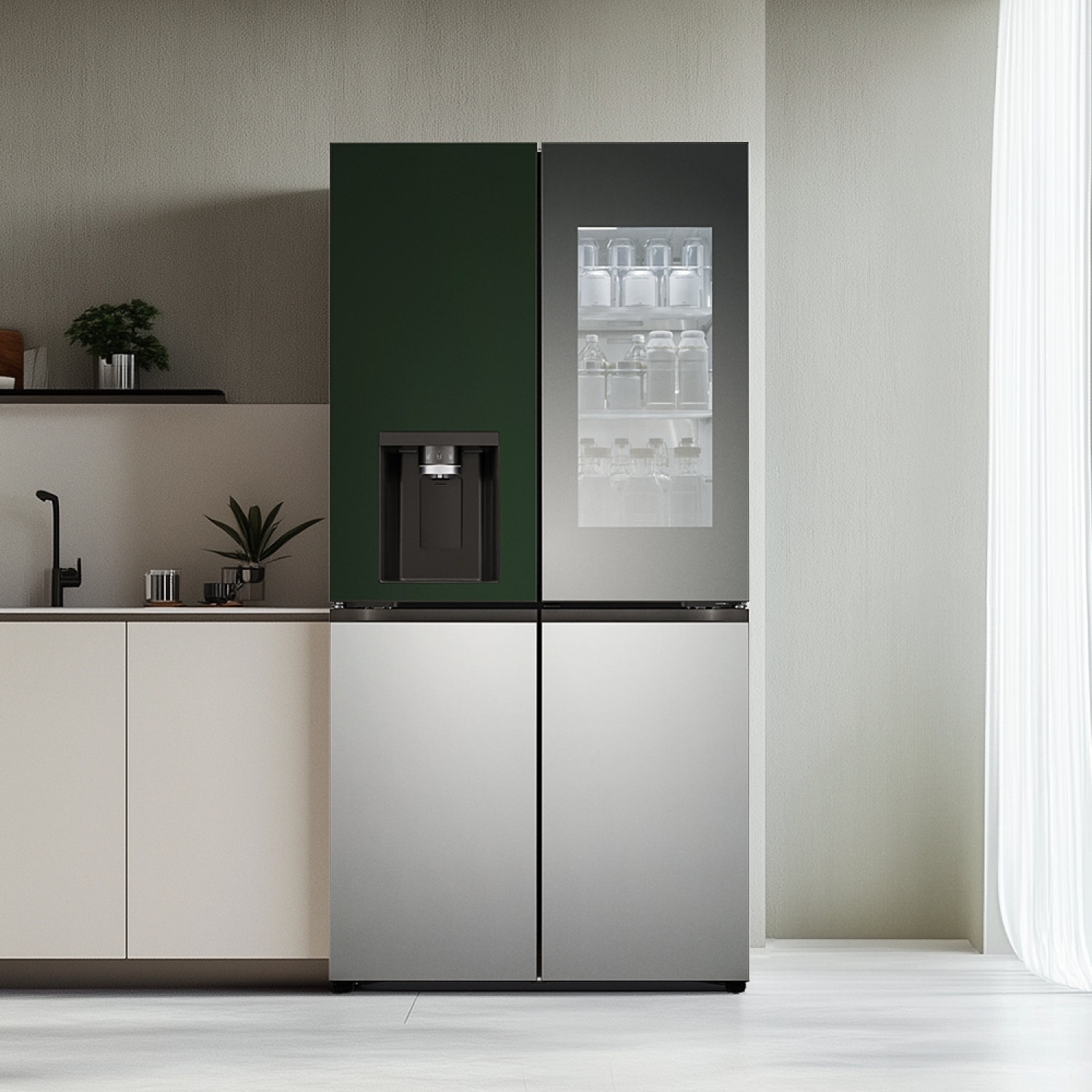 LG 디오스 오브제컬렉션 STEM 얼음정수 냉장고 (노크온 매직스페이스) 817리터(L) 오브제컬렉션 그린 / 실버 | W825SGS492S_ | 냉장고 |LG전자